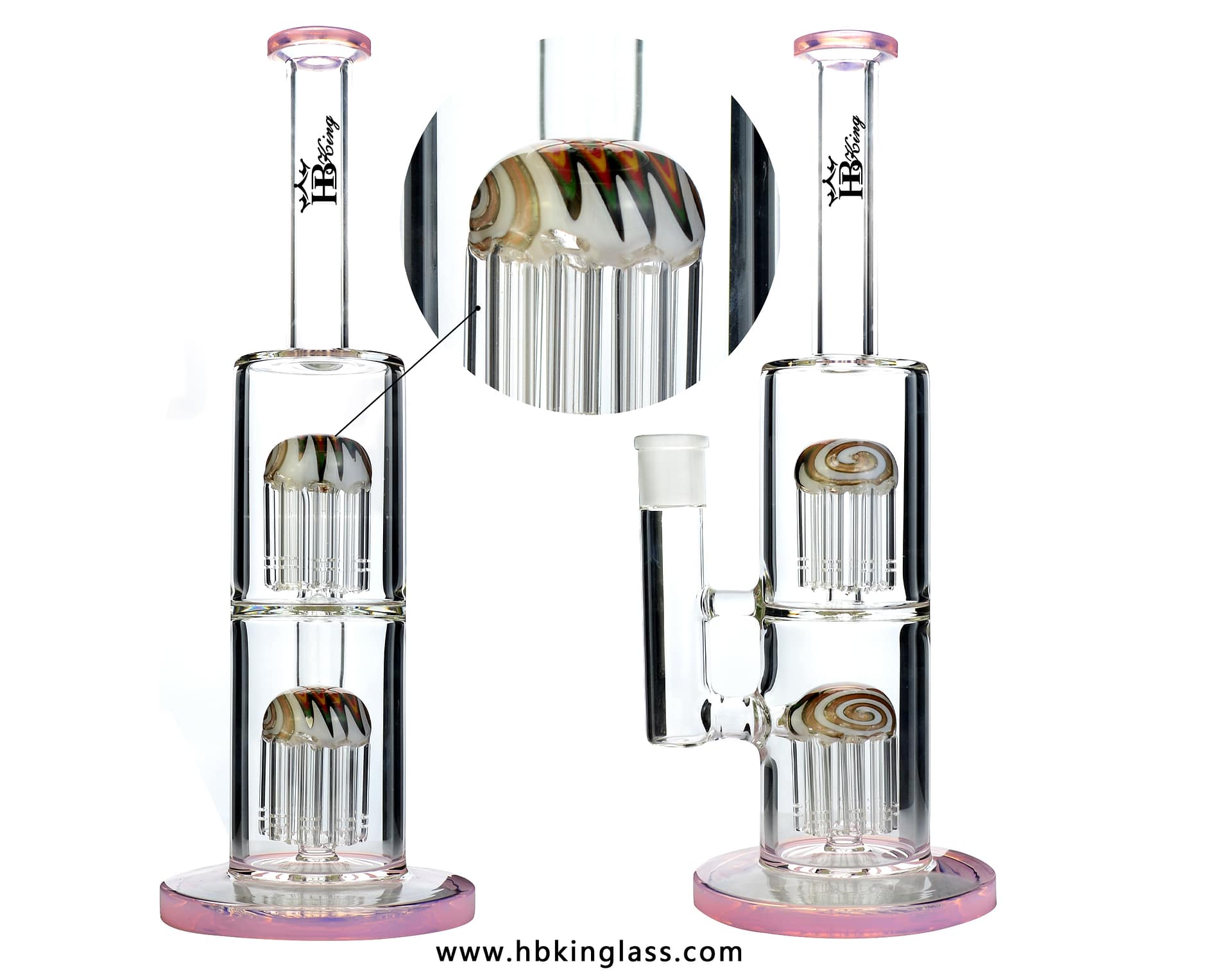 KR284 Newest American Colorful Double Barrel Bong - HBKing